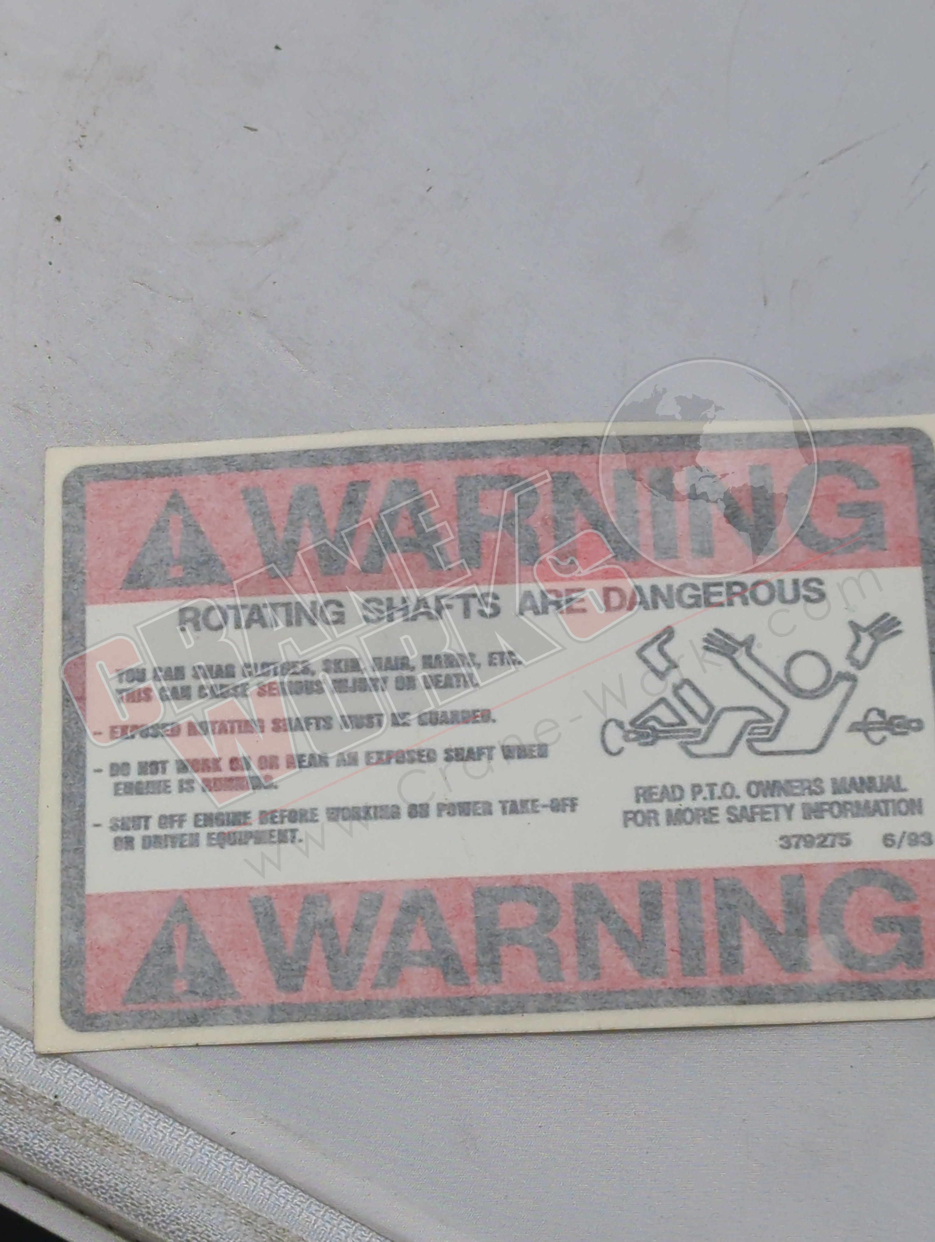 379275 | New Waring - Rotating Shafts Are Dangerous Decal – CraneWorks