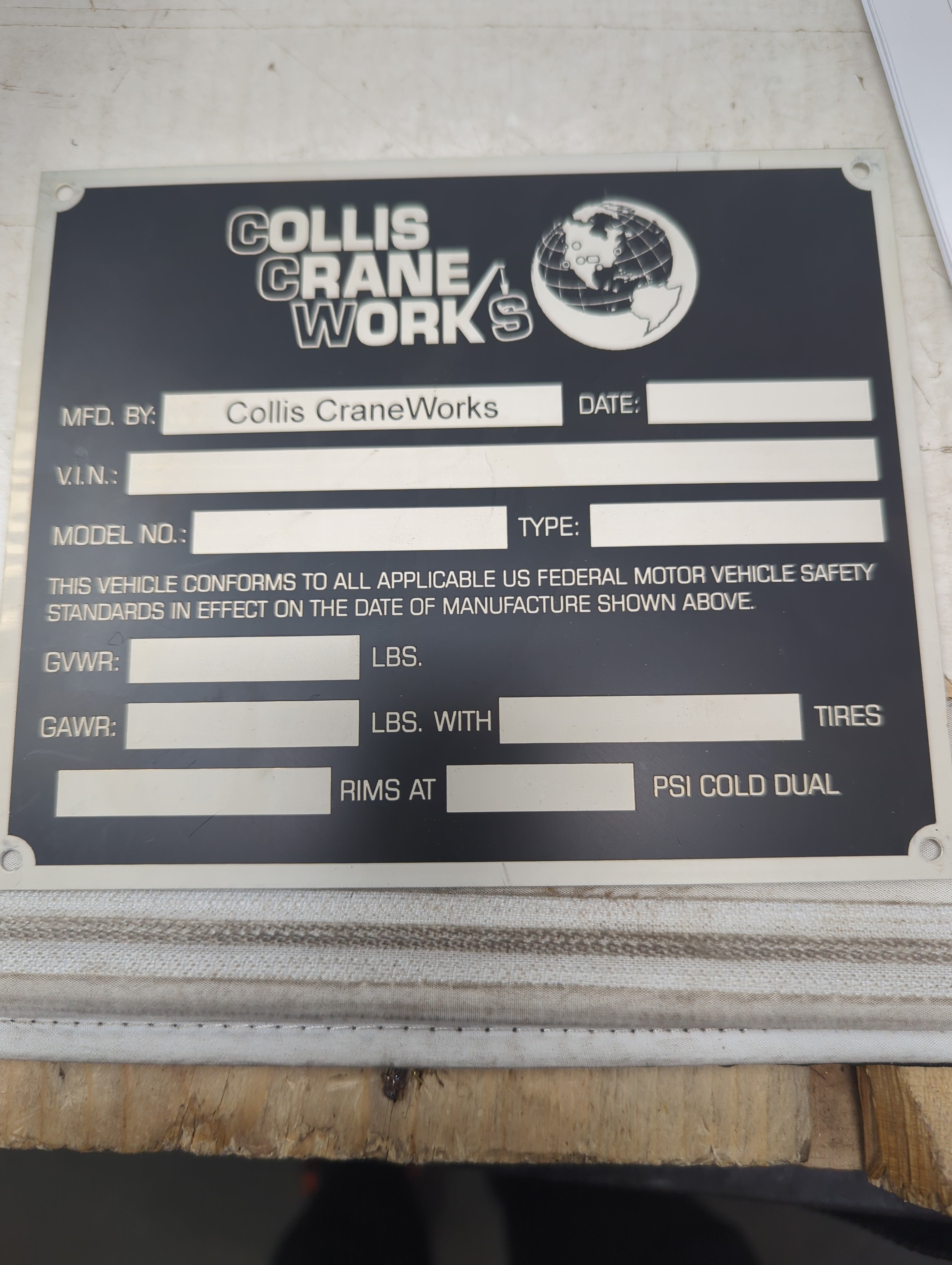 CCW-TV1 | New Decal, Trailer Vin Tag – CraneWorks