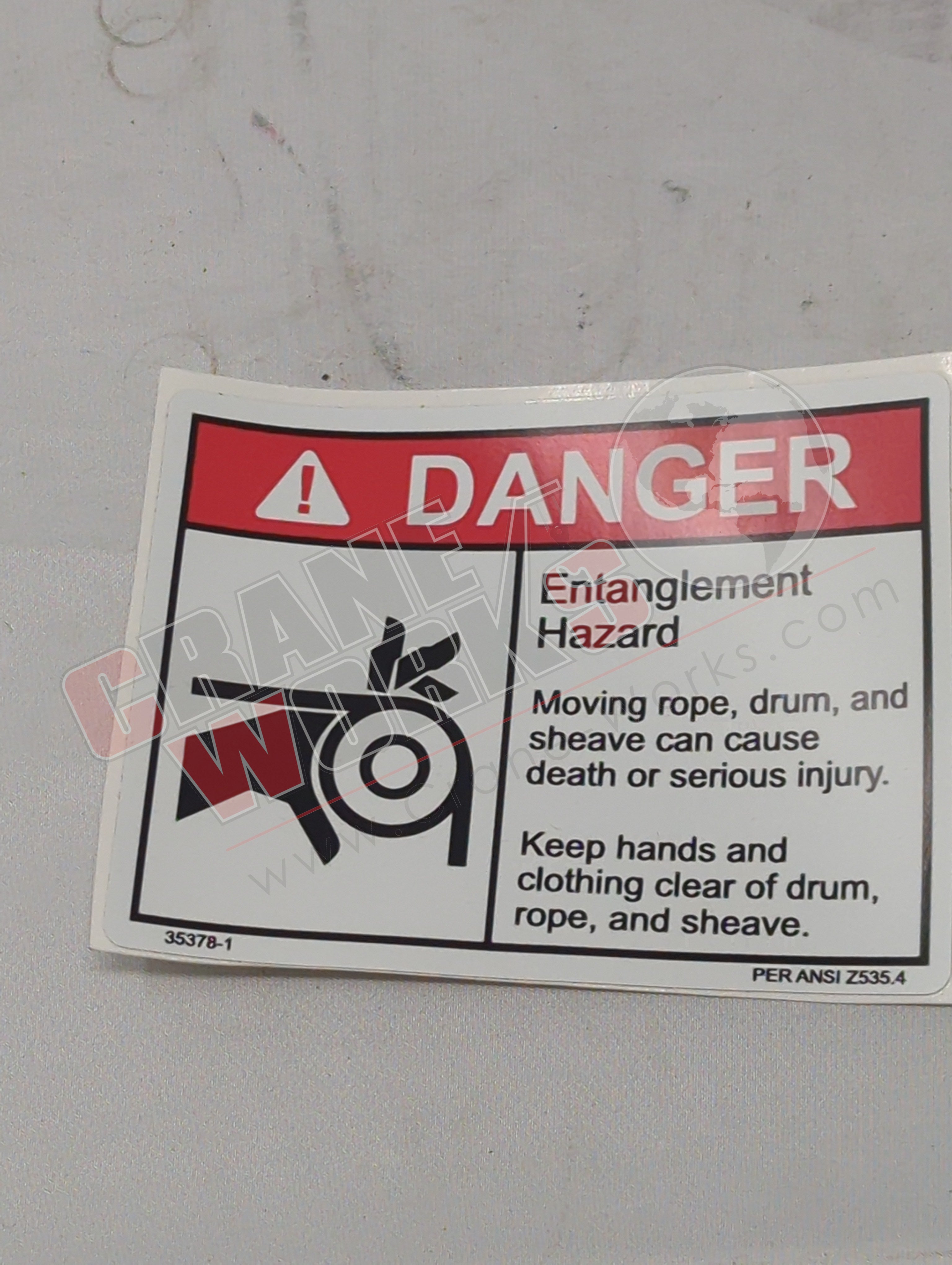 35378-1 | New Danger Entanglement Decal – CraneWorks